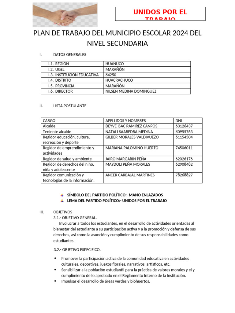 Plan de Municipio Escolar - Deyvi | PDF