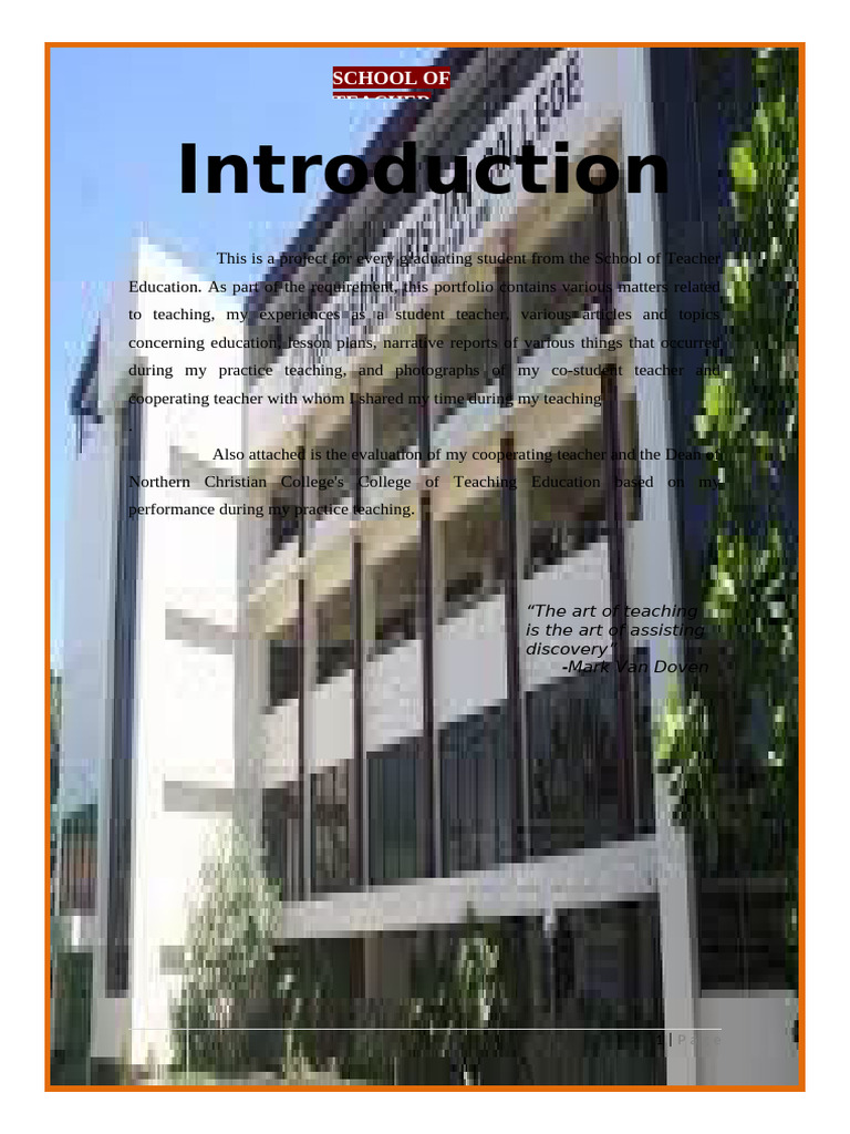 NCC Teacher Education Portfolio Guide | PDF | Teachers | Schools