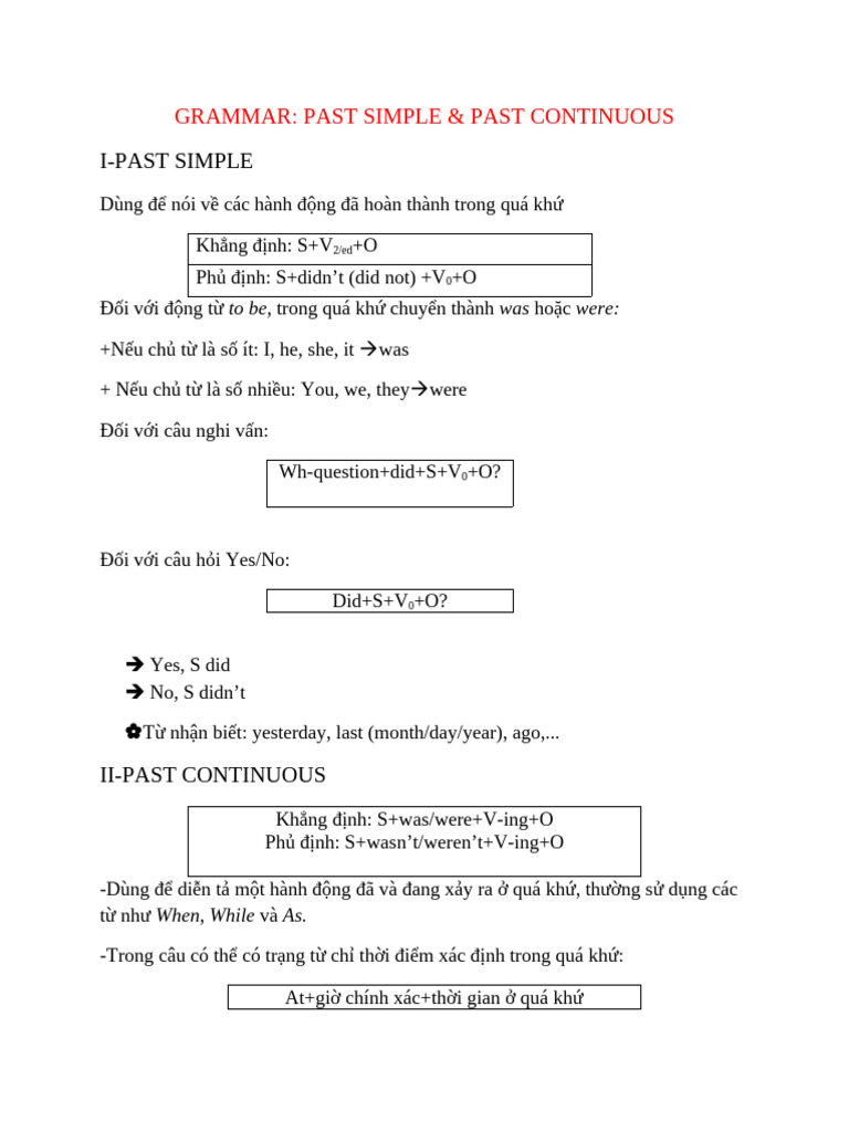 Grammar Past Simple and Past Continuous | PDF