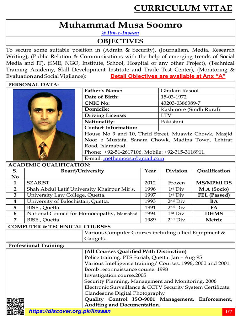 Moosa CV - Dec 2013 | PDF