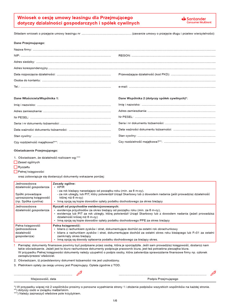 Wniosek Przejmujacego JDG I SC | PDF