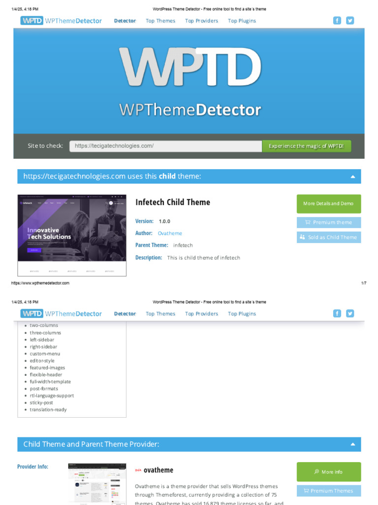 tecigatechnologies-com-WordPress Theme Detector - Free Online Tool To ...