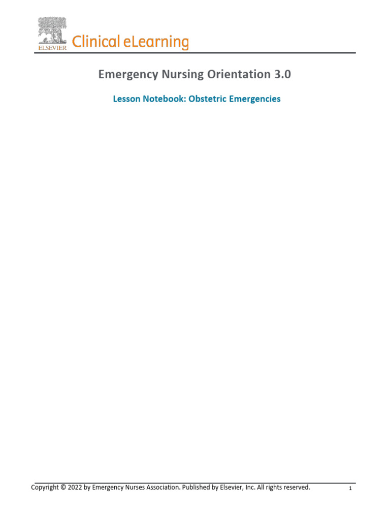 Obstetric Emergencies, Lesson Notebook, EnO 3.0 Update - v2 - DM | PDF ...
