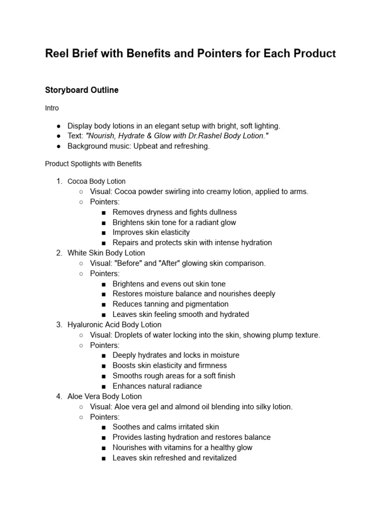 Body Lotions Brief | PDF