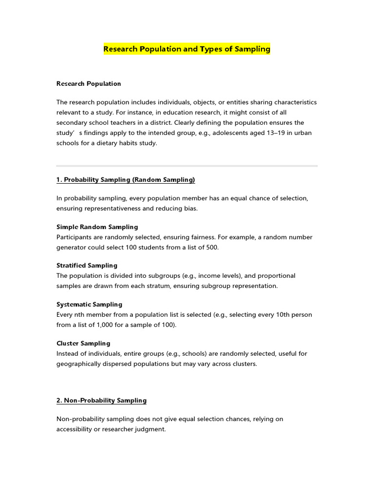 Sampling Methods in Research Studies | PDF | Sampling (Statistics ...