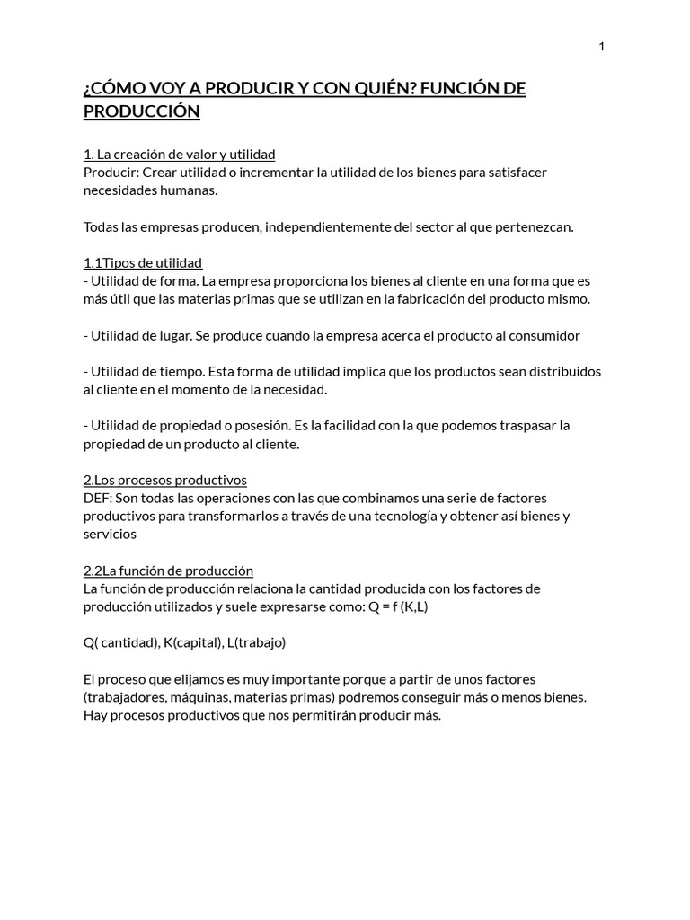 Tema 5 - ¿CÓMO VOY A PRODUCIR Y CON QUIÉN - FUNCIÓN DE PRODUCCIÓN | PDF ...