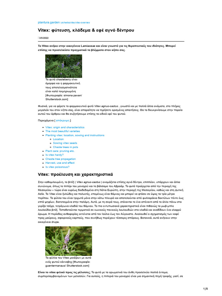 Vitex agnus castus (Λυγαριά) | PDF