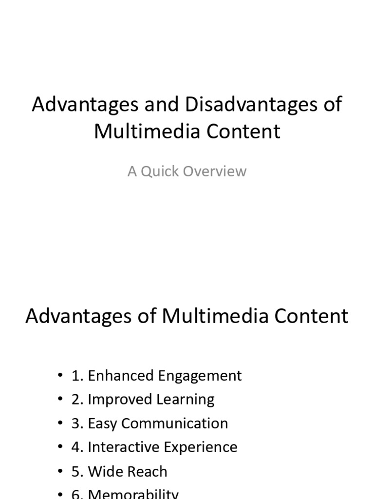 Multimedia Advantages Disadvantages | PDF