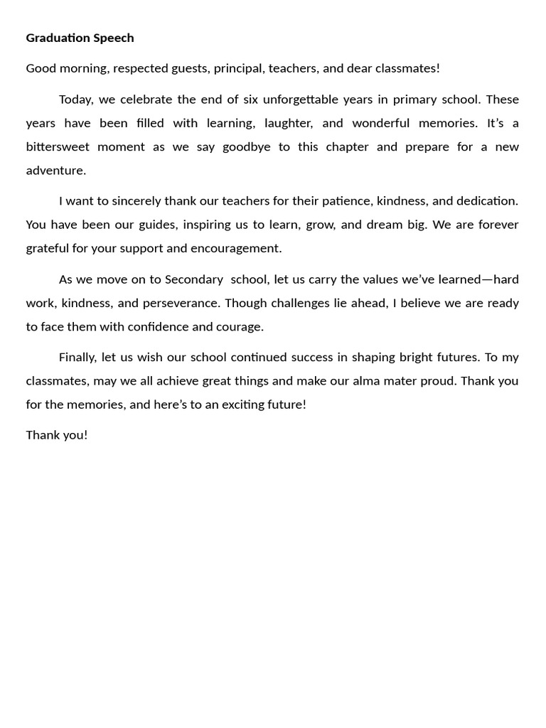 Graduation Speech | PDF