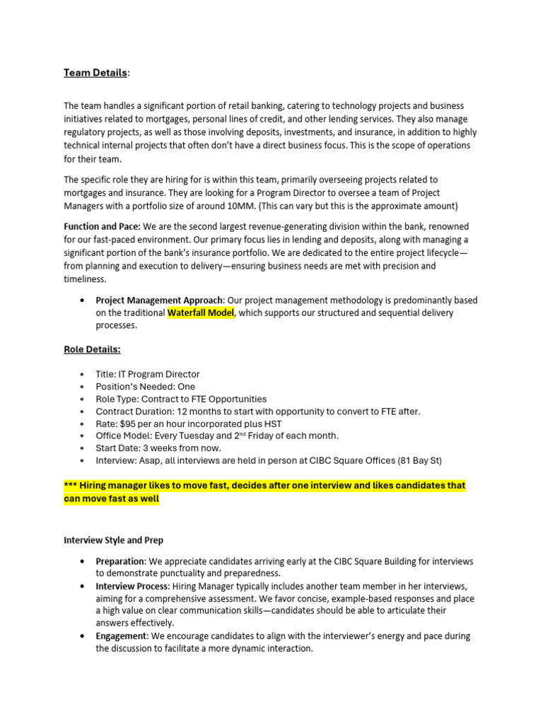 IT Program Director Resource Personal Banking Team CIBC | PDF | Banks ...