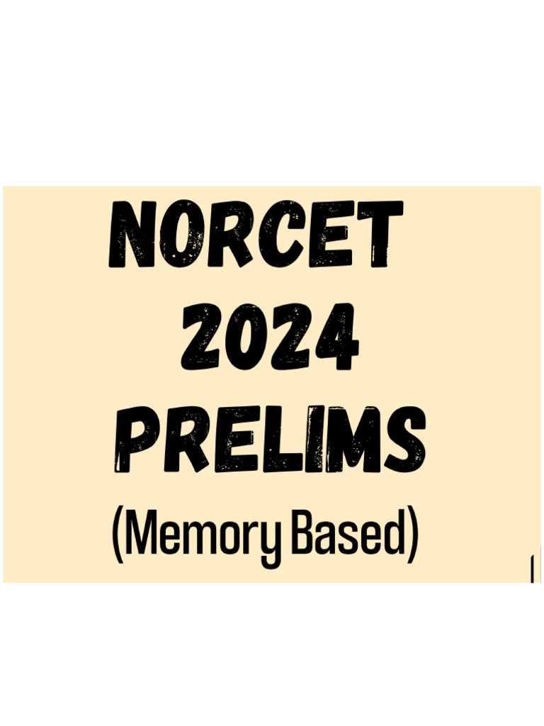NORCET 2024 Prelims Paper | PDF | Dehydration | Blood