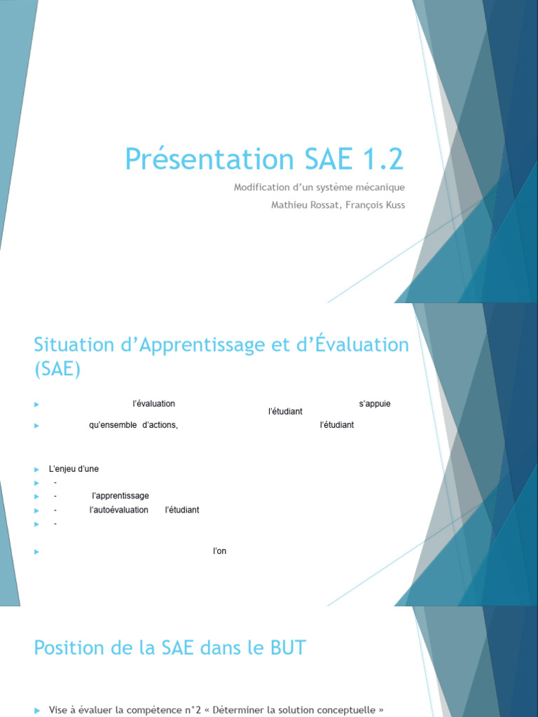 Présentation SAE 1.2 - 2023-24 | PDF | Frein