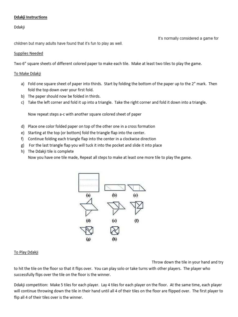 Ddakji Game Instructions and Rules | PDF