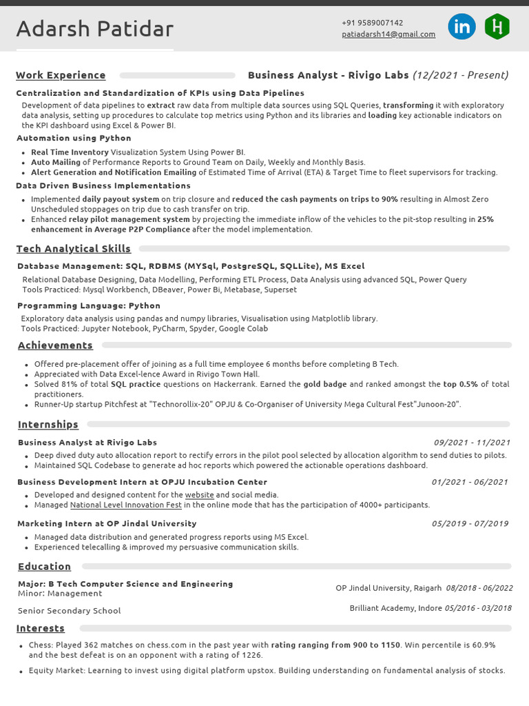 Adarsh Patidar Resume | PDF | Sql | My Sql Adarsh Patidar Resume | PDF | Sql | My Sql