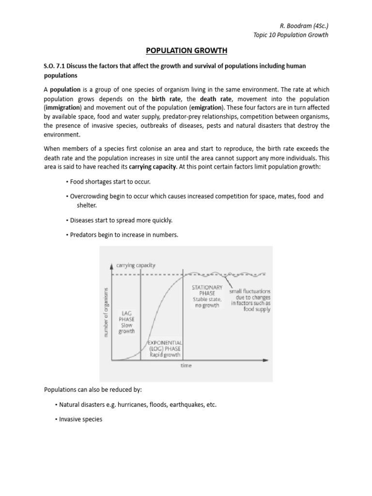 Topic 10 - Population Growth | PDF