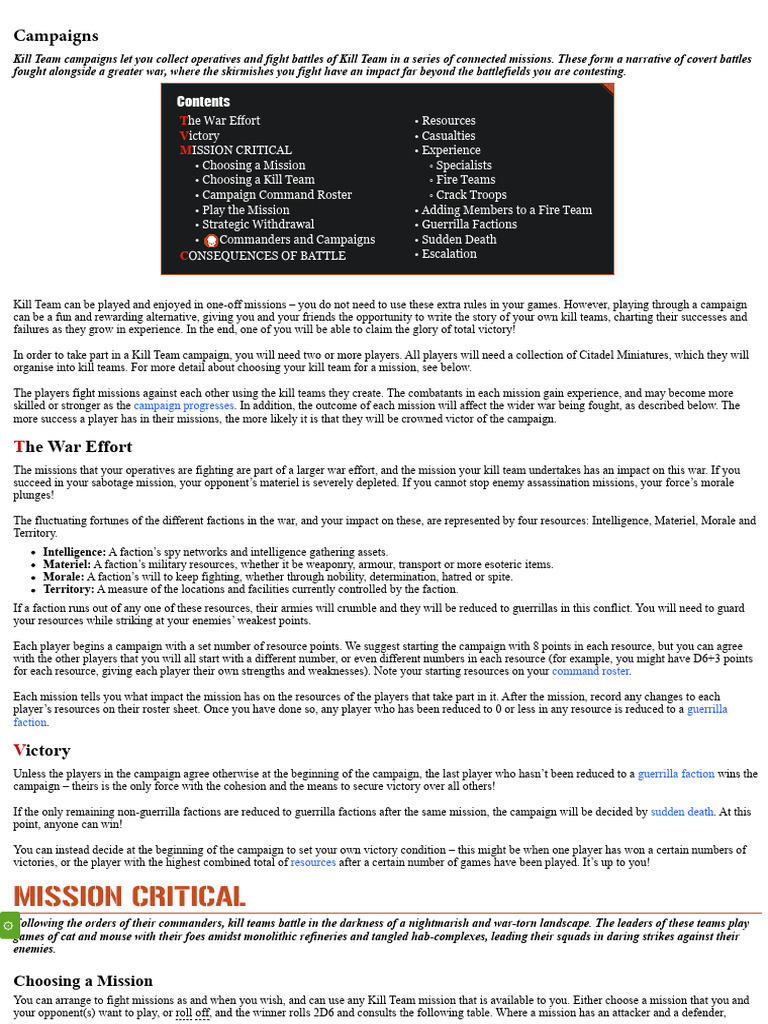 Kill Team Campaign Guide 2018 | PDF | Battles | International Security
