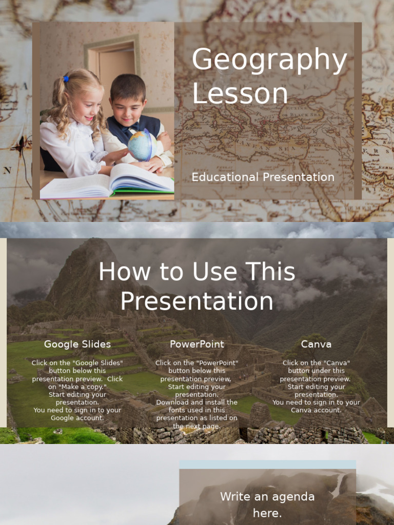 Geography School Lesson Brown and Blue Minimal Photo-Centric ...