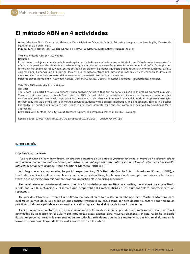 Actividades ABN para 4º de Primaria | PDF | Plan de estudios ...
