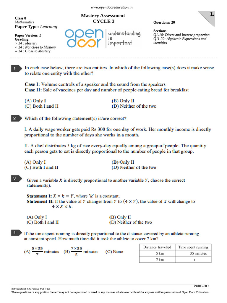 CL 8 MT 3 Revision Direct Alg Exp | PDF | Mathematics | Abstract Algebra