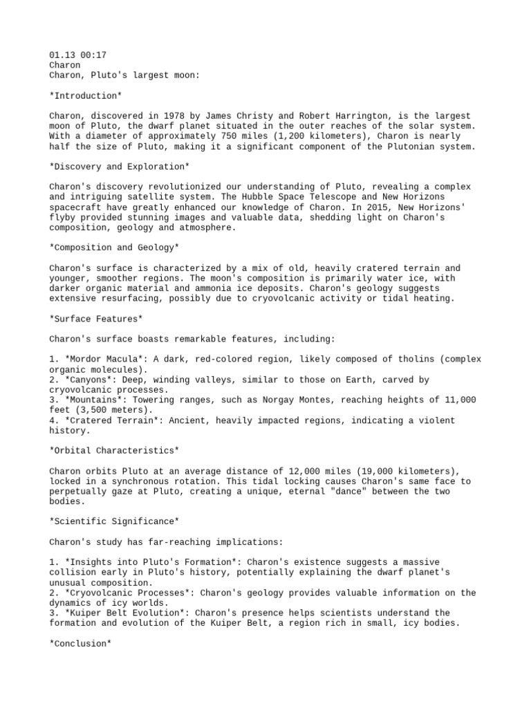 Charon. | PDF | Pluto | Moon