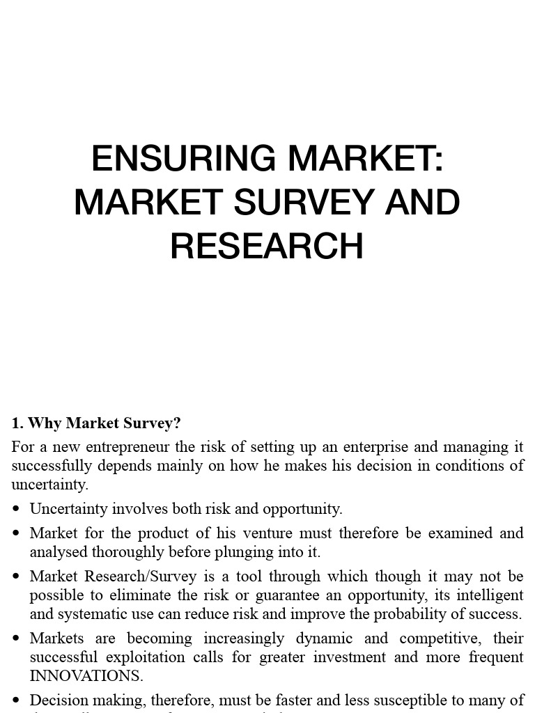 Ensuring Market Market Survey and Research - PDF | PDF | Survey ...