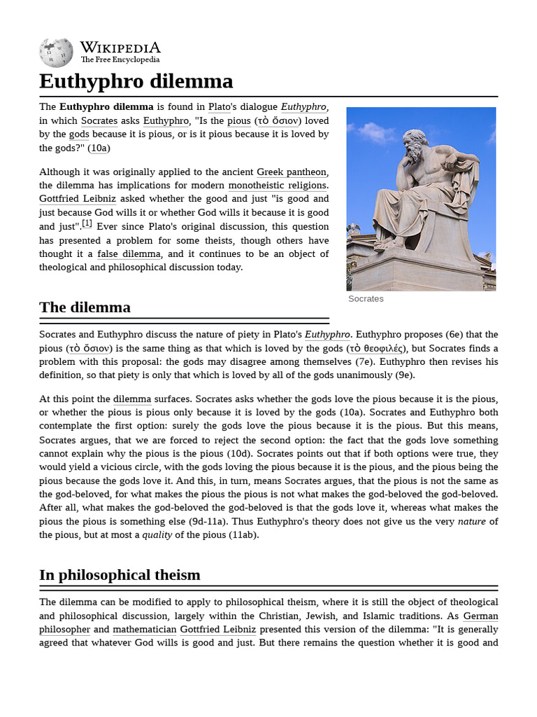 Euthyphro_dilemma | PDF | Divine Command Theory