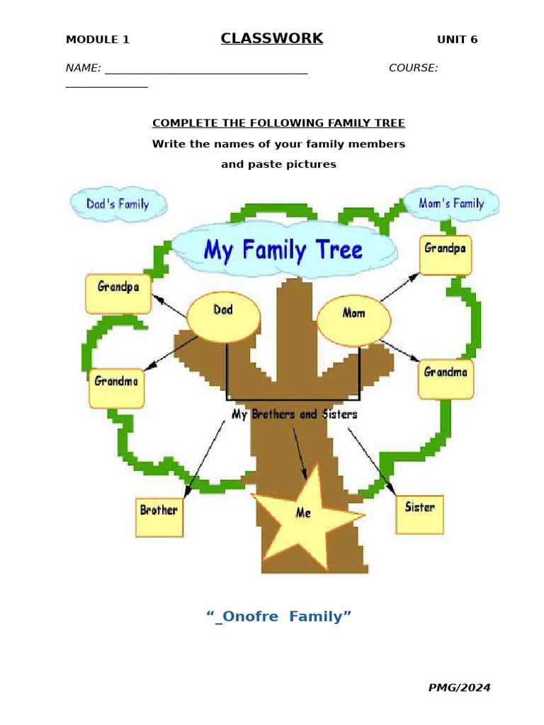 Classwork 1-2p - My Family Tree | PDF