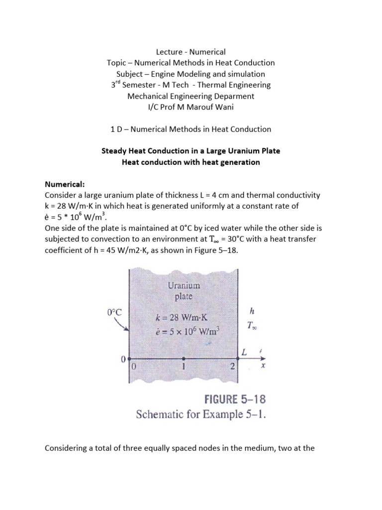 Lecture - Numerical - Solved Example On Numerical Method - Heat Transfer in I C Engines - Heat ...