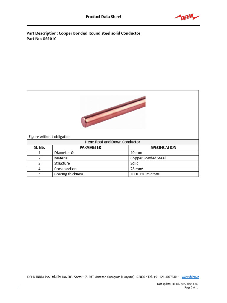 10 mm Copper Bonded Steel Conductor | PDF