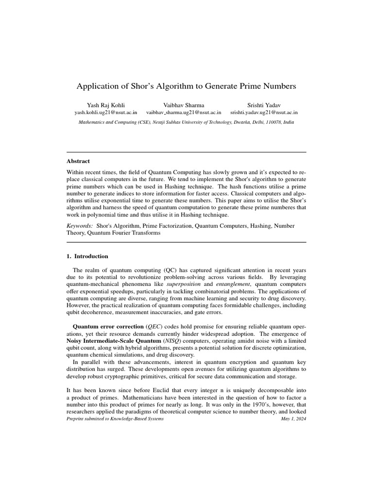 Application of Shor's Algorithm | PDF | Quantum Computing | Cryptography