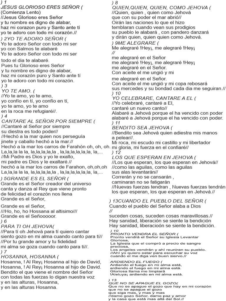 1 coros | PDF | Adoración Cristiana Y Liturgia