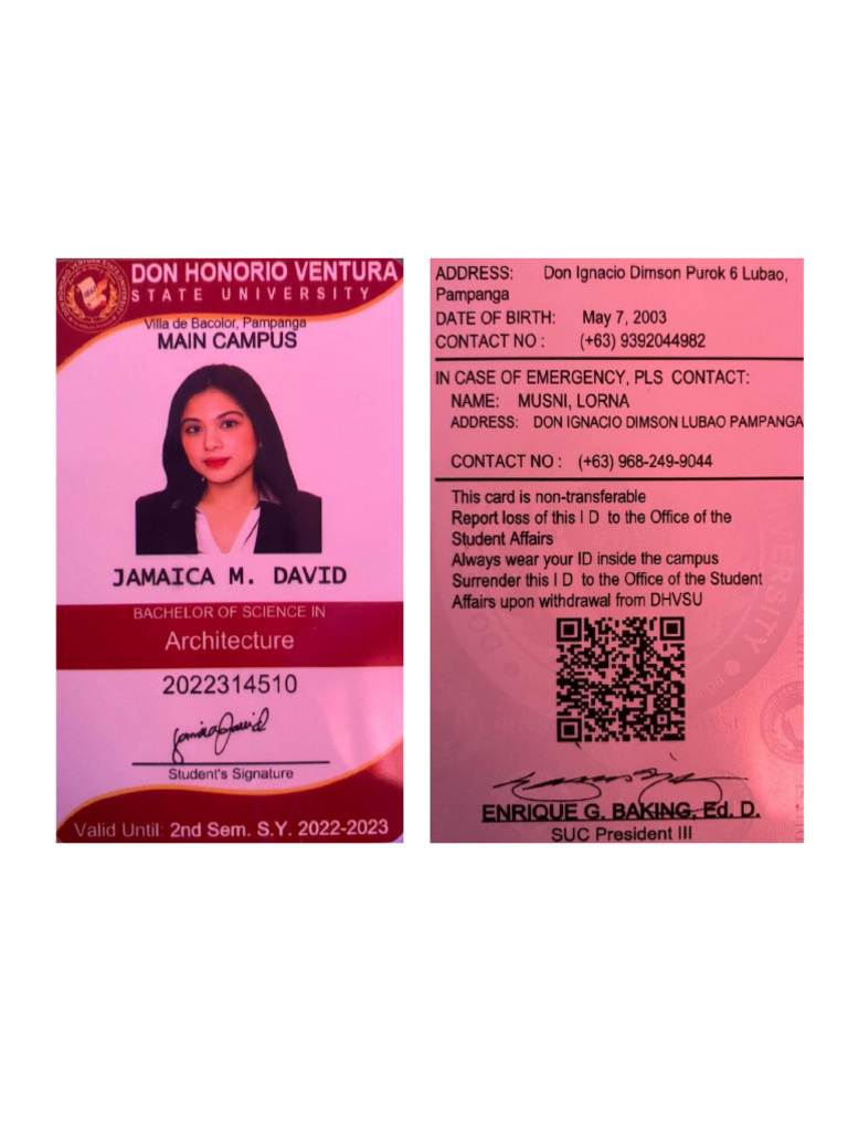 David Jamaica-M Identification Card (ID) | PDF