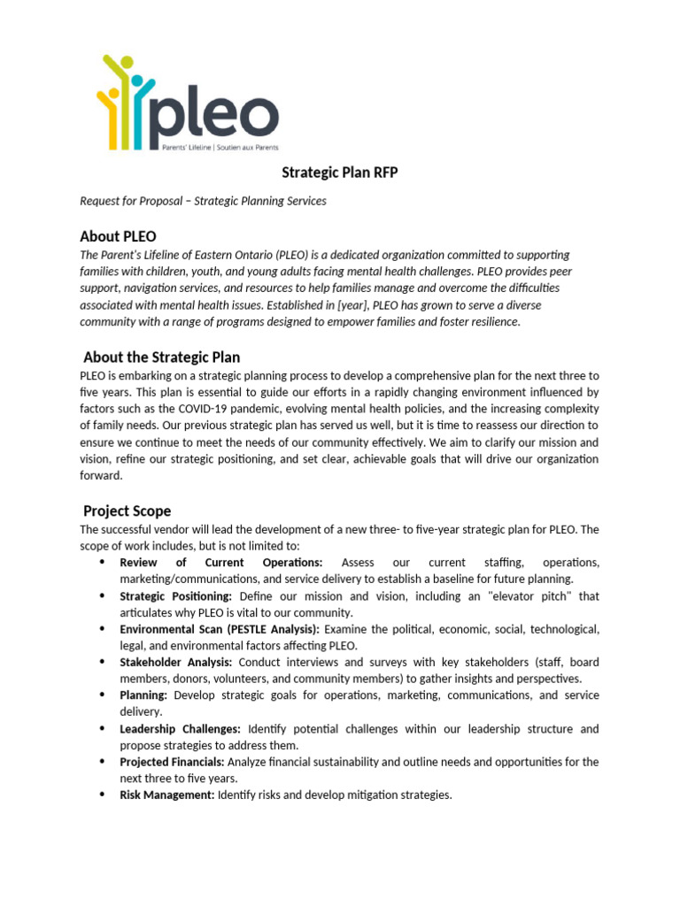 RFP first draft | PDF | Strategic Planning | Request For Proposal