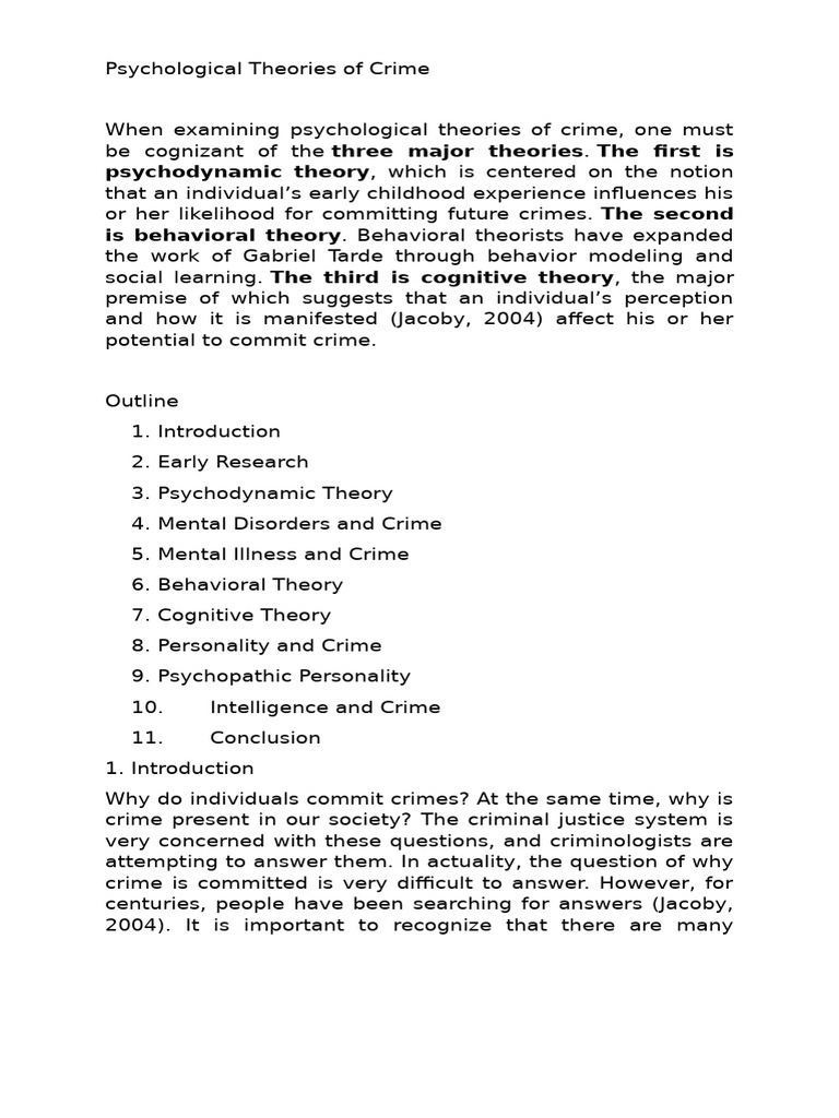 Psychological Theories of Crime | PDF | Mental Disorder | Id