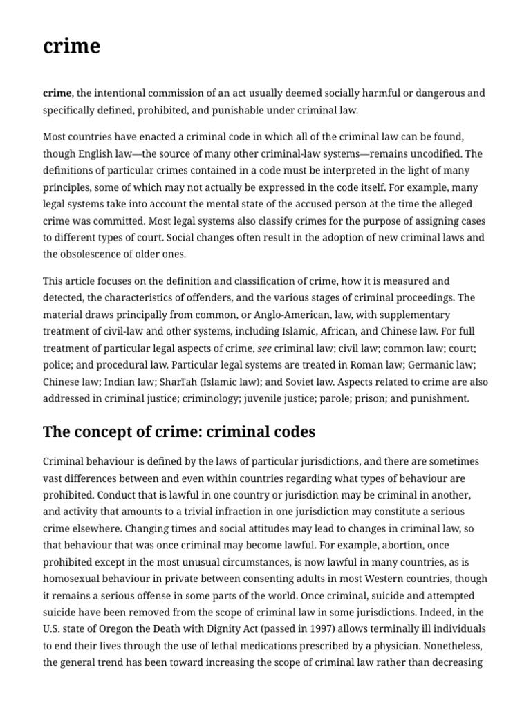 Crime Definition and Classification | PDF | Crimes | Crime & Violence