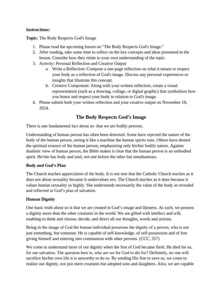 Student Guide and Activity | PDF | Image Of God | God