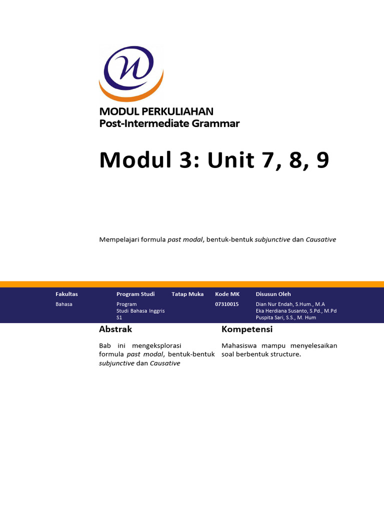 Post-Intermdiate Grammar Modul 3 | PDF | Verb | Grammatical Tense