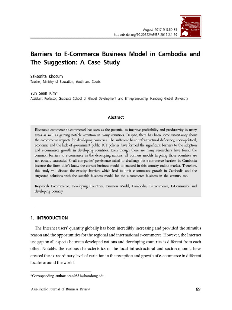 Barriers To E-Commerce Business Model in Cambodia and The Suggestion - A Case Study | PDF | E ...