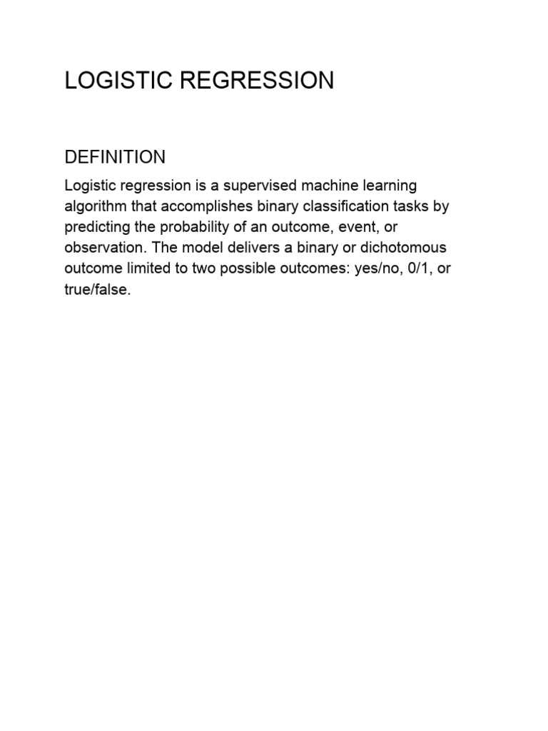 LOGISTIC REGRESSION | PDF | Logistic Regression | Statistical ... LOGISTIC REGRESSION | PDF | Logistic Regression | Statistical ...