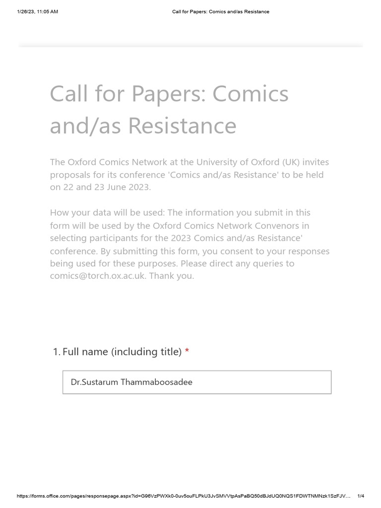 Call For Papers - Comics and - As Resistance | PDF