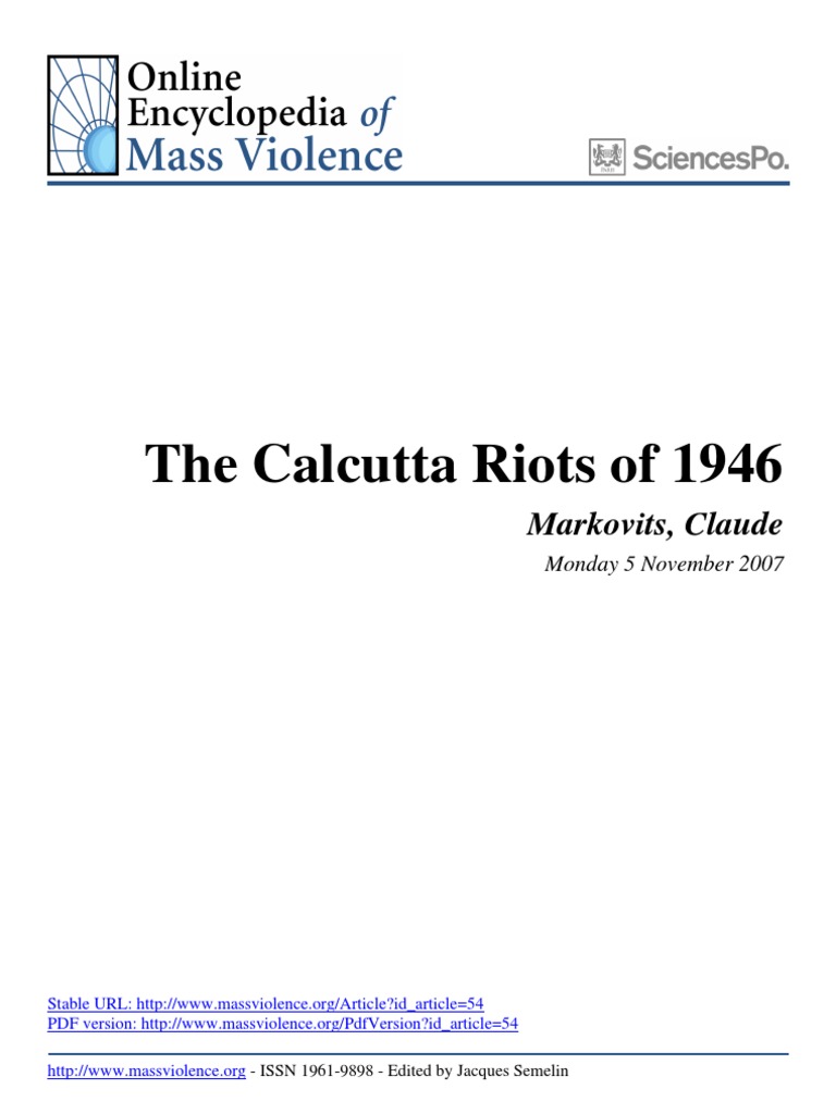 The Calcutta Riots of 1946 | PDF | Partition Of India | All India ...