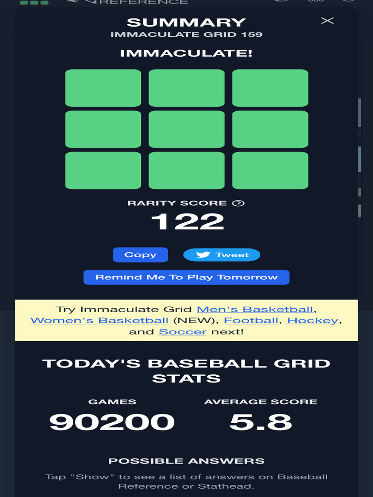 Immaculate Grid Baseball | PDF