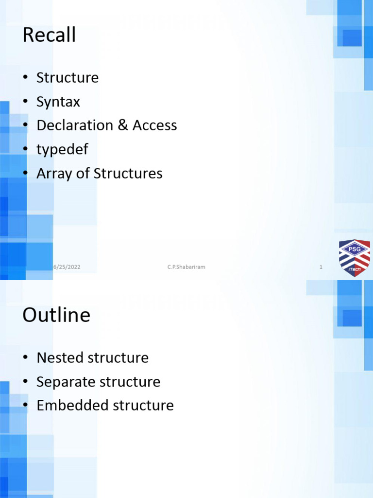 Nested & Self Referential Structure | PDF | Pointer (Computer ...