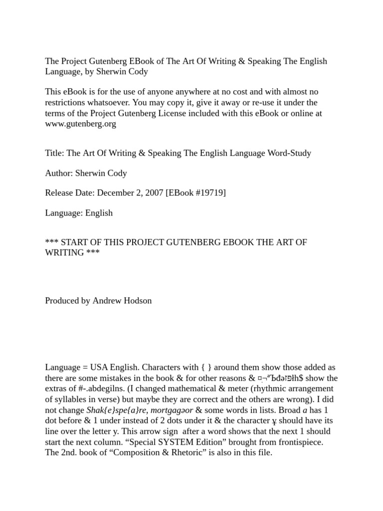 The Art of Writing Speaking The English Language | PDF | Consonant ...