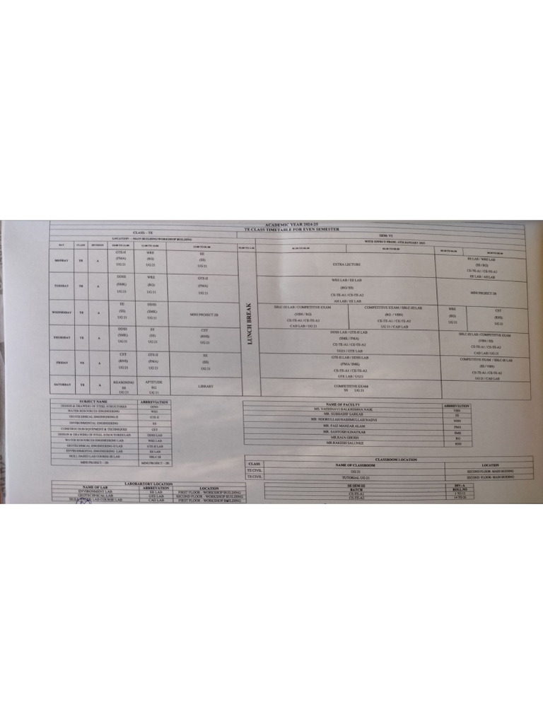 Even Semester Time Table 2024-25 | PDF