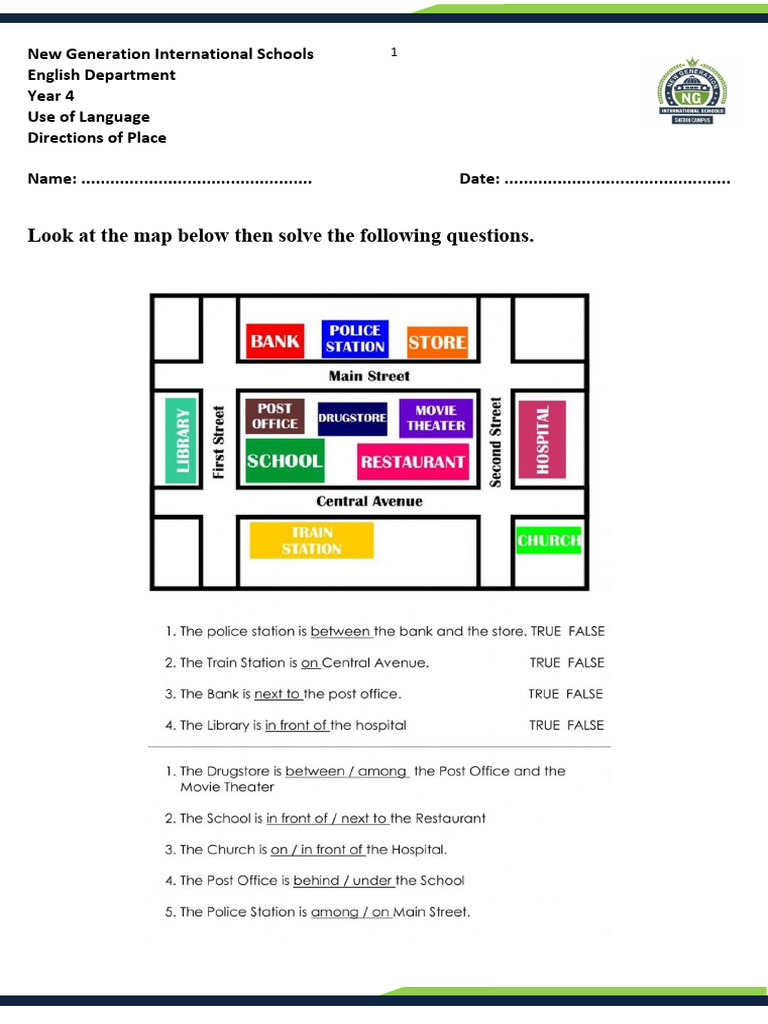 Year 4 Language Directions Worksheet | PDF