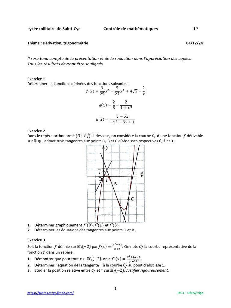 Dérivées et trigonométrie au lycée | PDF | Fonction trigonométrique ...