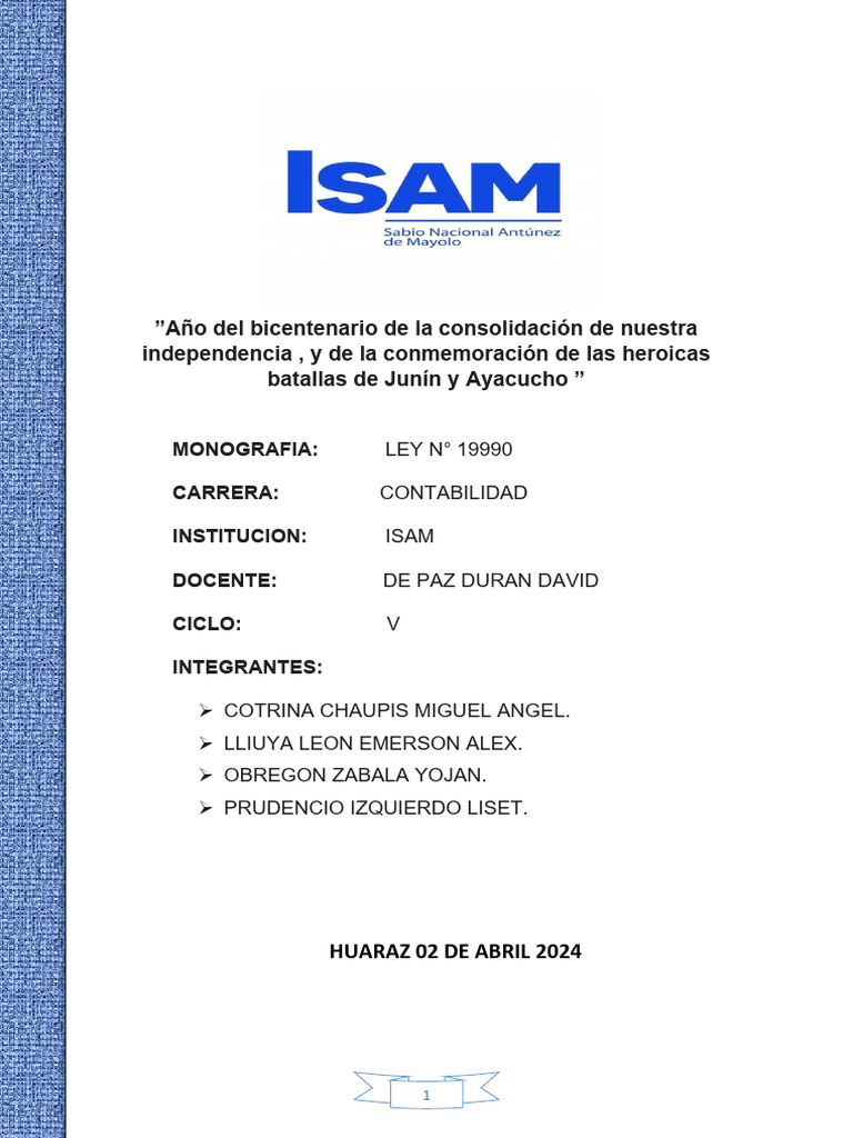 LEY 19990 GRUPO 4 ISAM | PDF | Pensión | Jubilación
