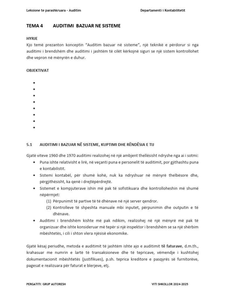 TEMA 4-1 Auditimi I Bazuar Në Sistemet (Revised) | PDF