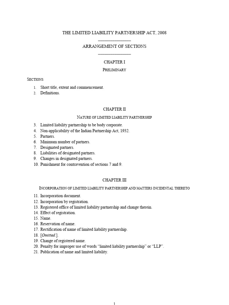 LLP Act | PDF | Partnership | Limited Liability Partnership